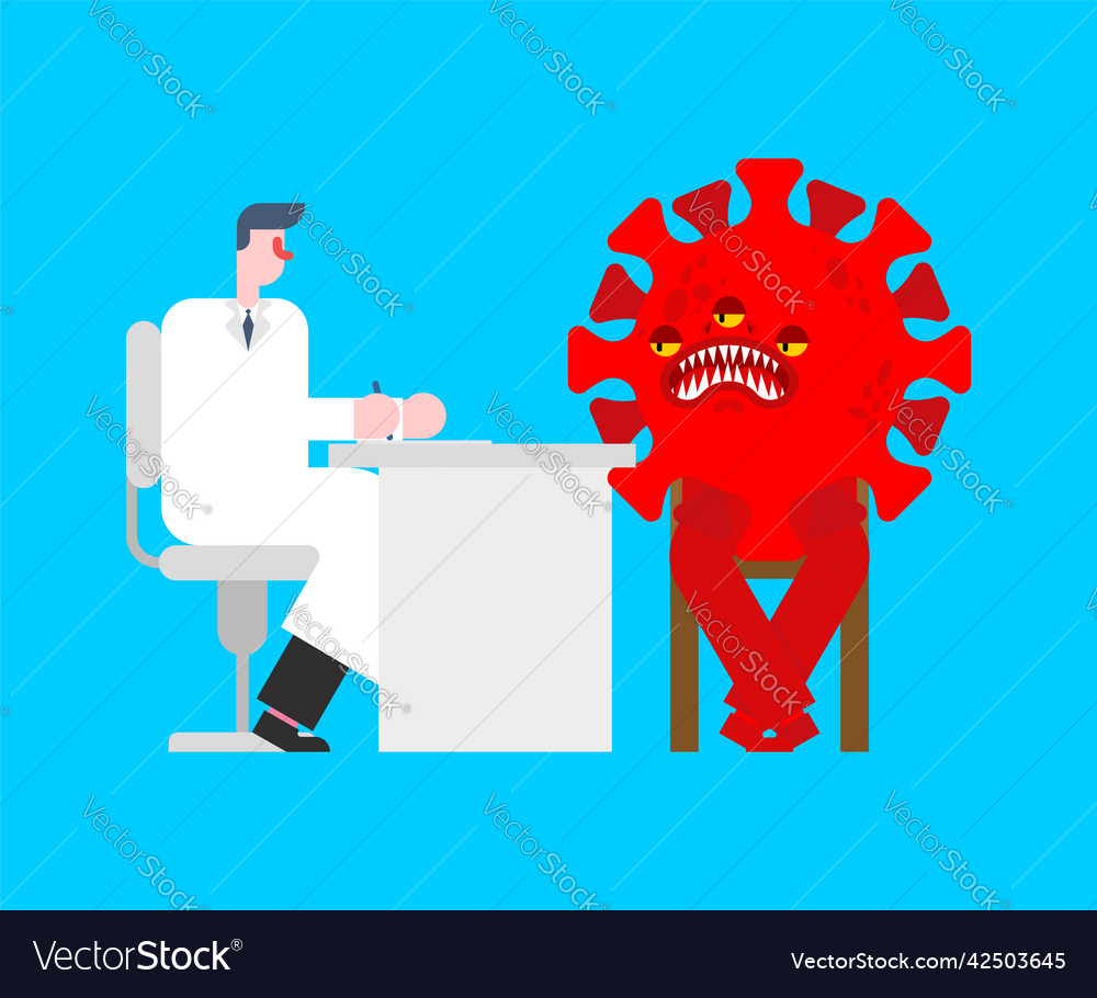Doctor treats coronavirus reception doc covid-19 Vector Image