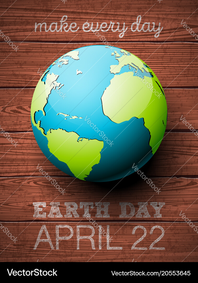Earth day with planet and lettering Royalty Free Vector