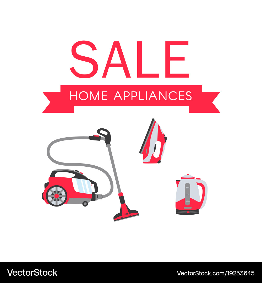 Flat home appliance sale icon set Royalty Free Vector Image