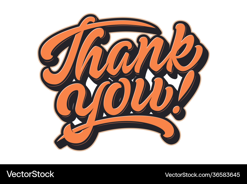 Hand drawn lettering thank you with soft Vector Image