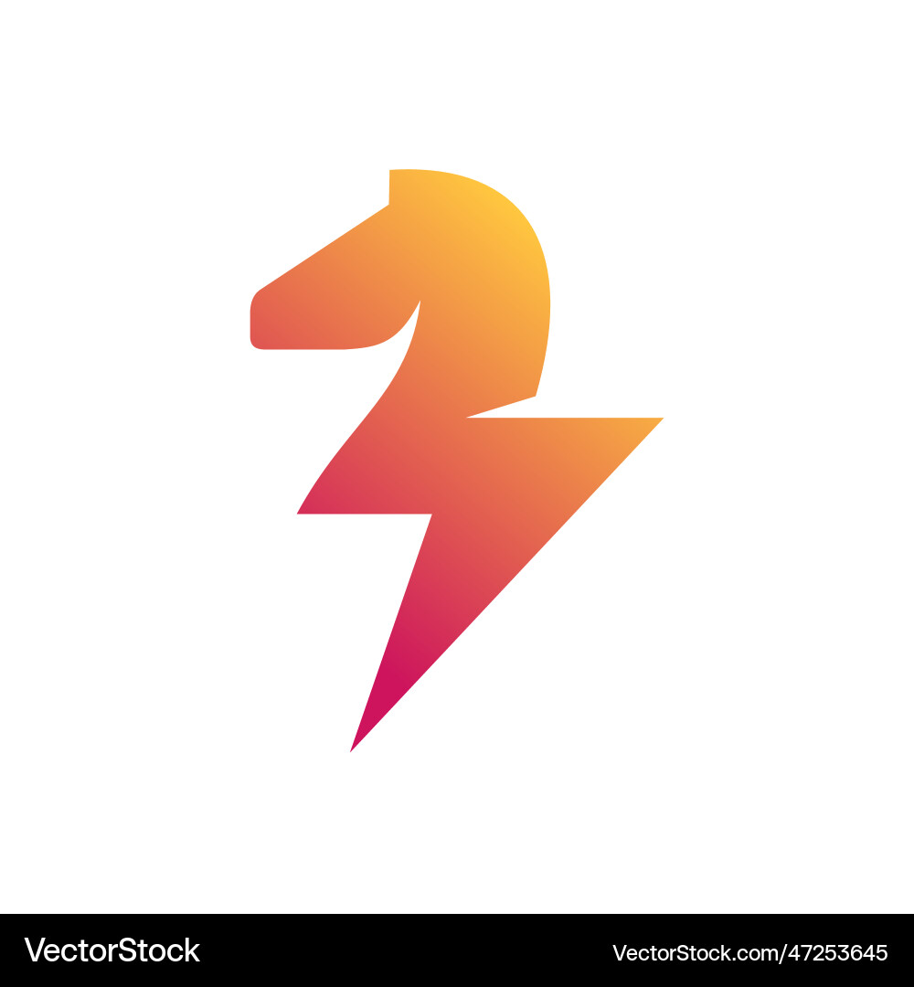Horse power logo with bolt concept Royalty Free Vector Image