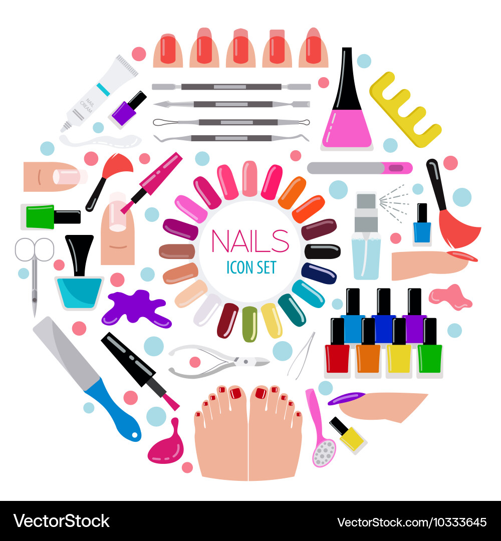Manicure nail salon icon set Royalty Free Vector Image