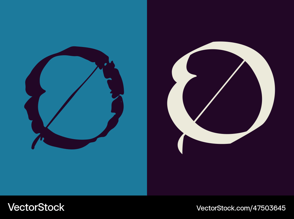 Number 0 zero sign logo in gothic style Royalty Free Vector