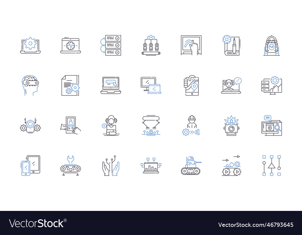 Optimization Line Icons Collection Efficiency Vector Image