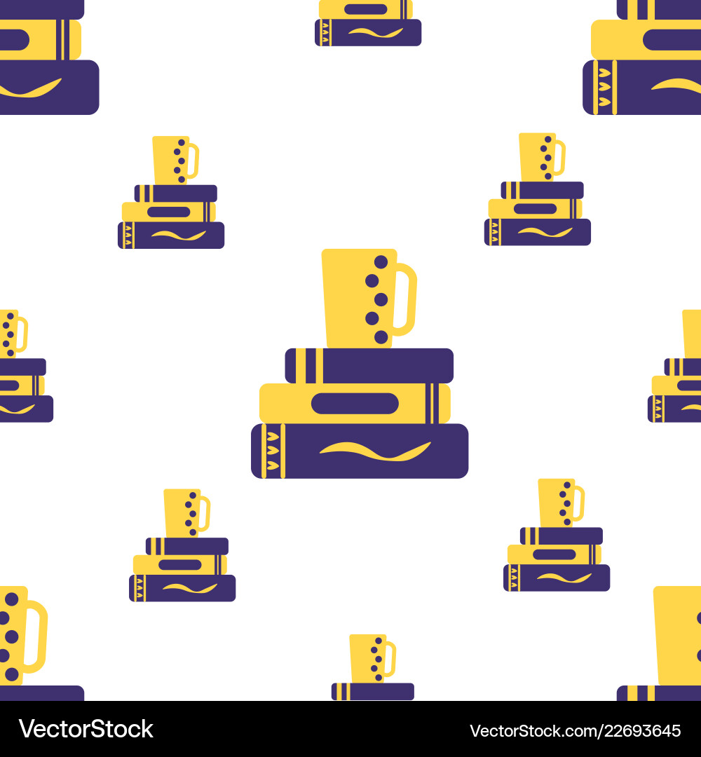 Seamless pattern books and a cup of tea Royalty Free Vector