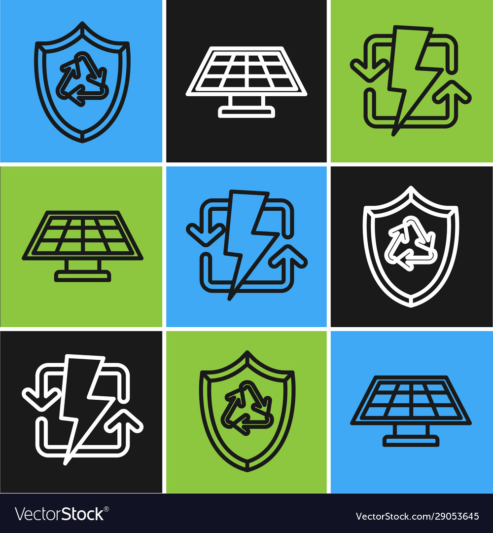 Set line recycle symbol inside shield recharging Vector Image