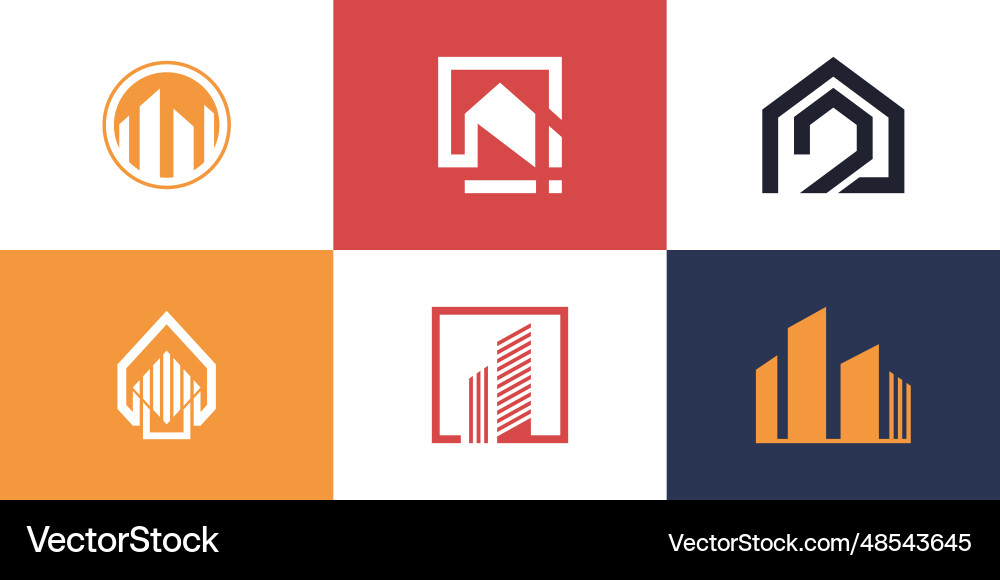 Set of building logo design template Royalty Free Vector