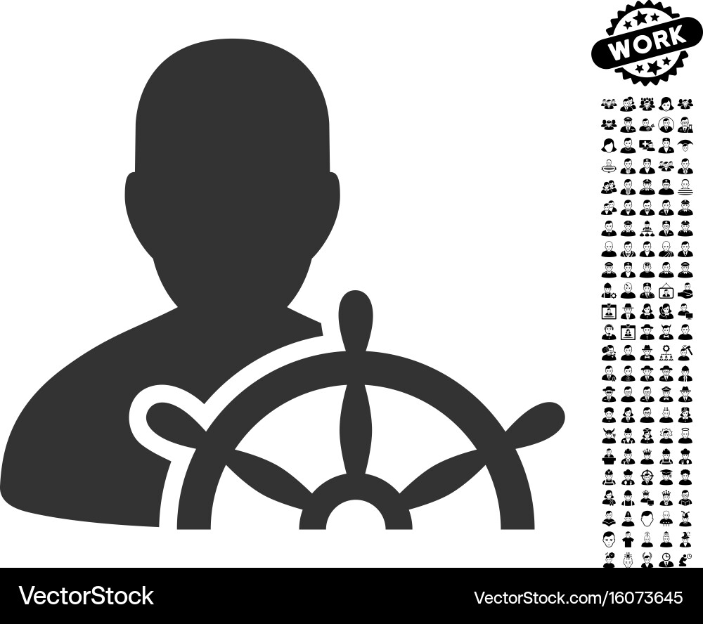 Ship captain icon with people bonus Royalty Free Vector
