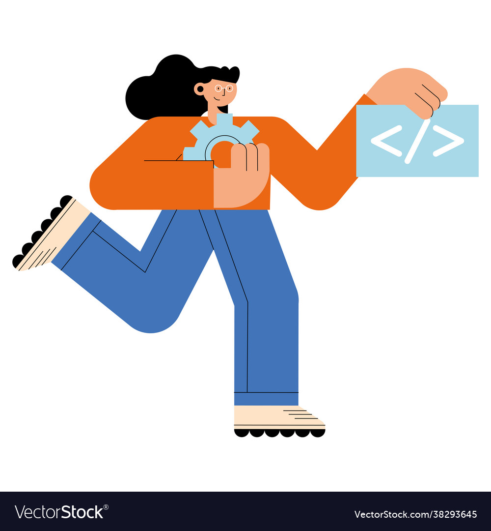 Woman with programming code Royalty Free Vector Image