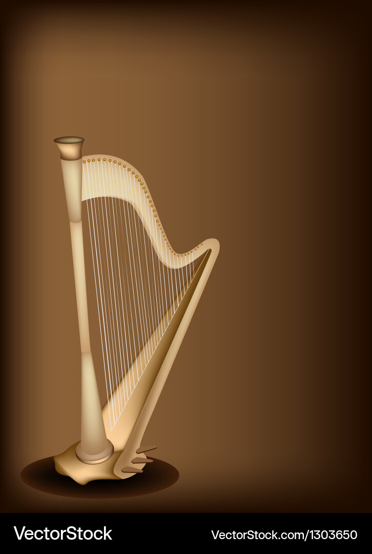 A Beautiful Harp on Dark Brown Background Vector Image