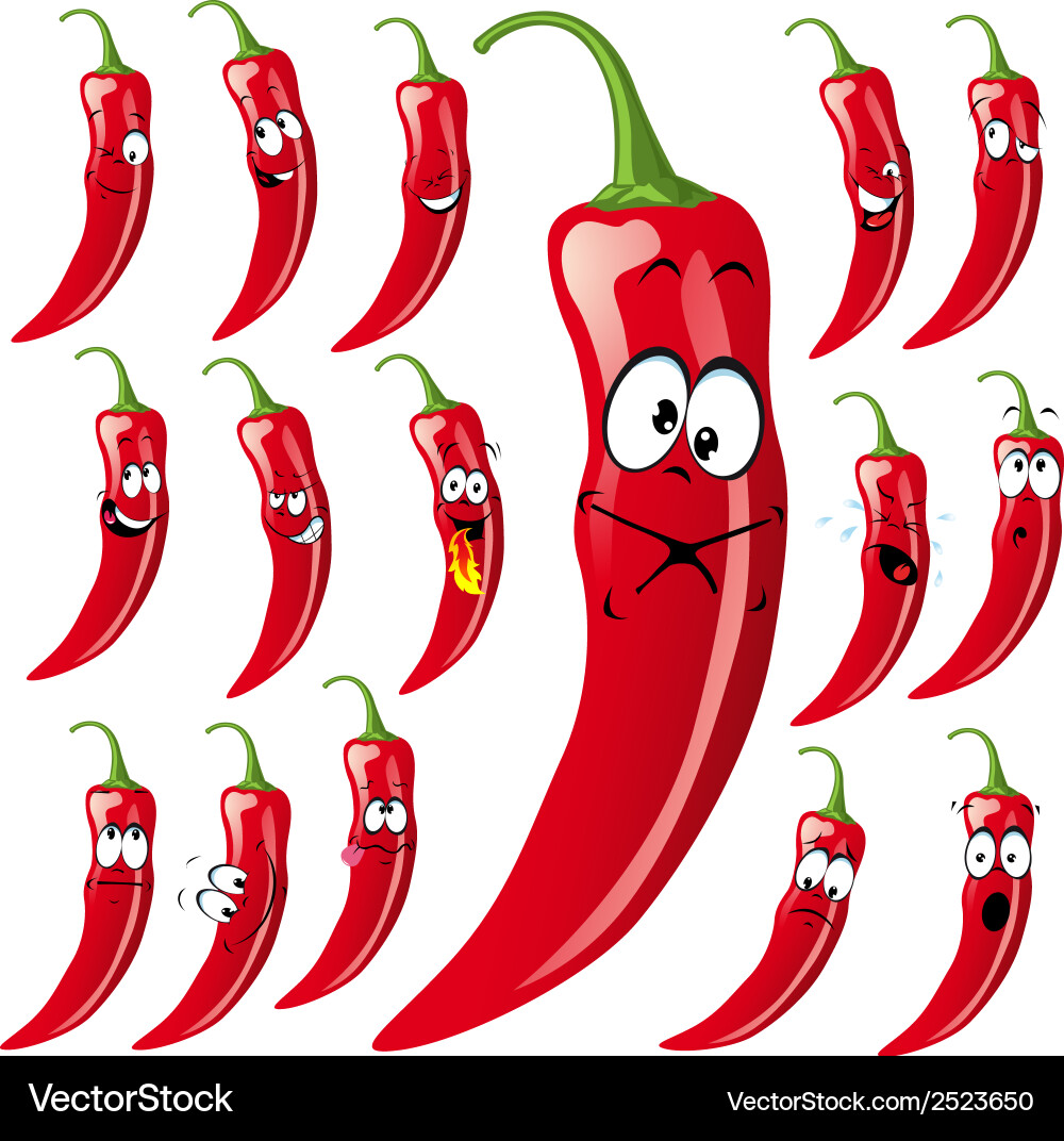 Chili pepper cartoon Royalty Free Vector Image