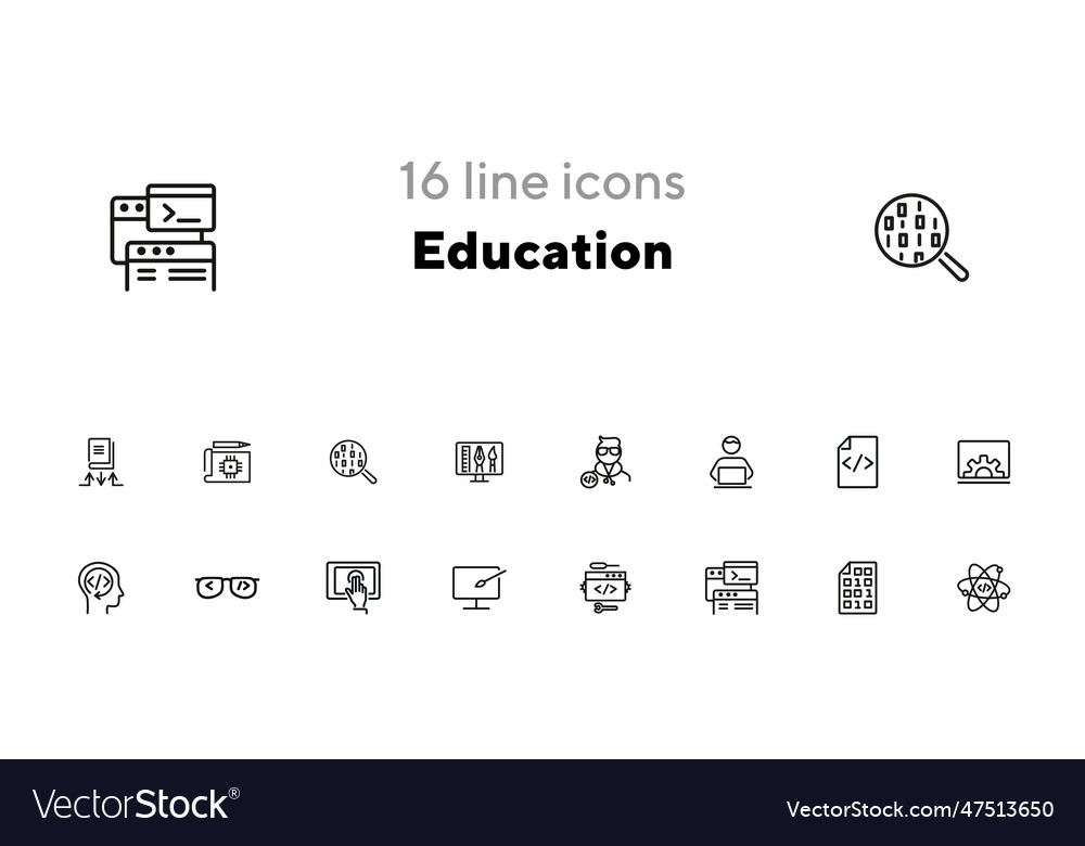 Education line icon set Royalty Free Vector Image