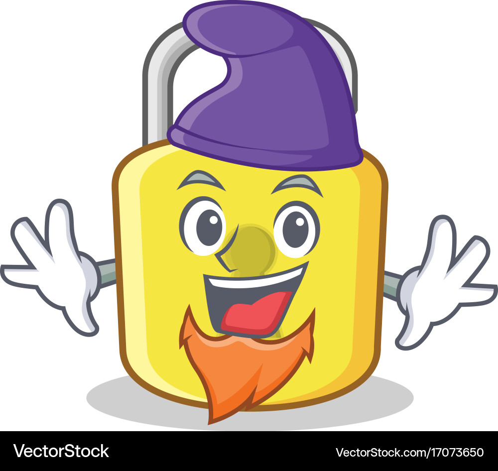 Elf yellow lock character mascot Royalty Free Vector Image