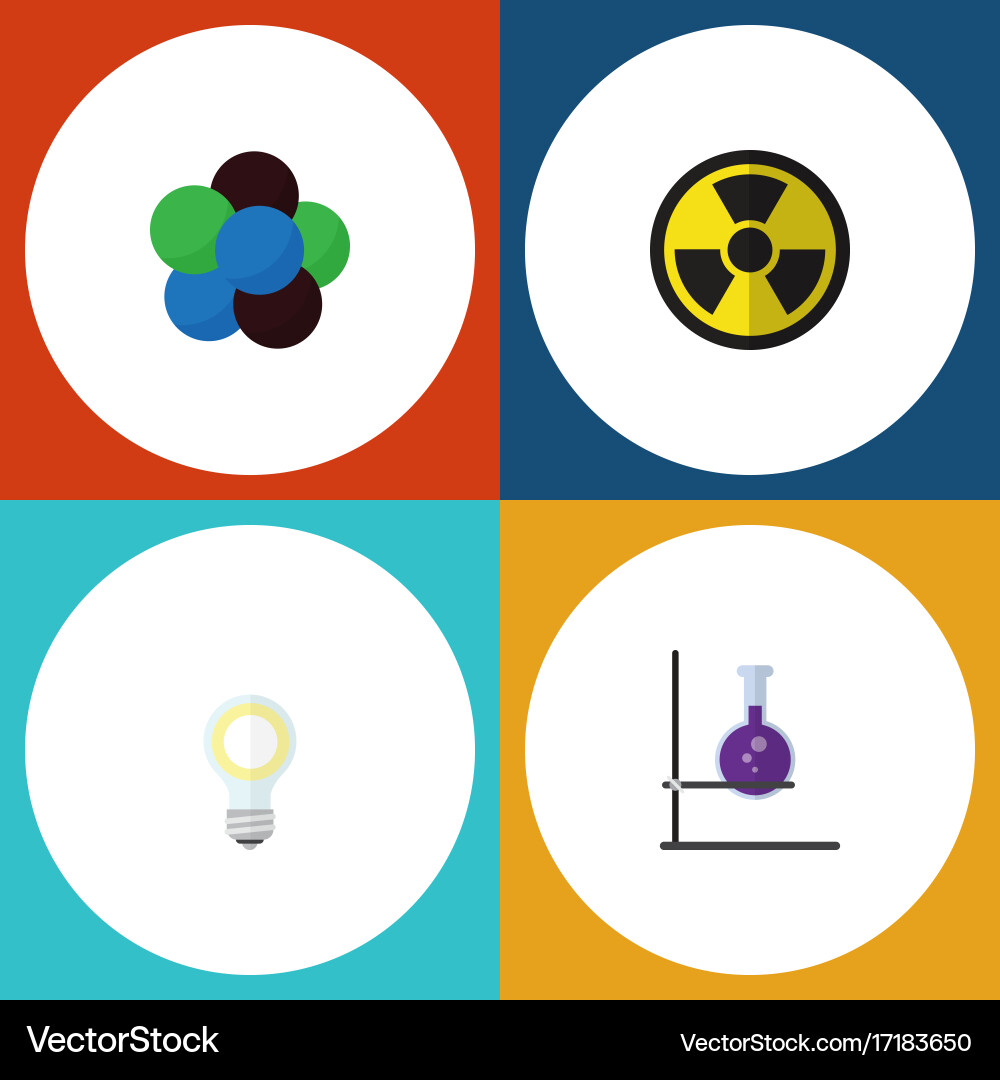 Flat icon study set of flask irradiation Vector Image