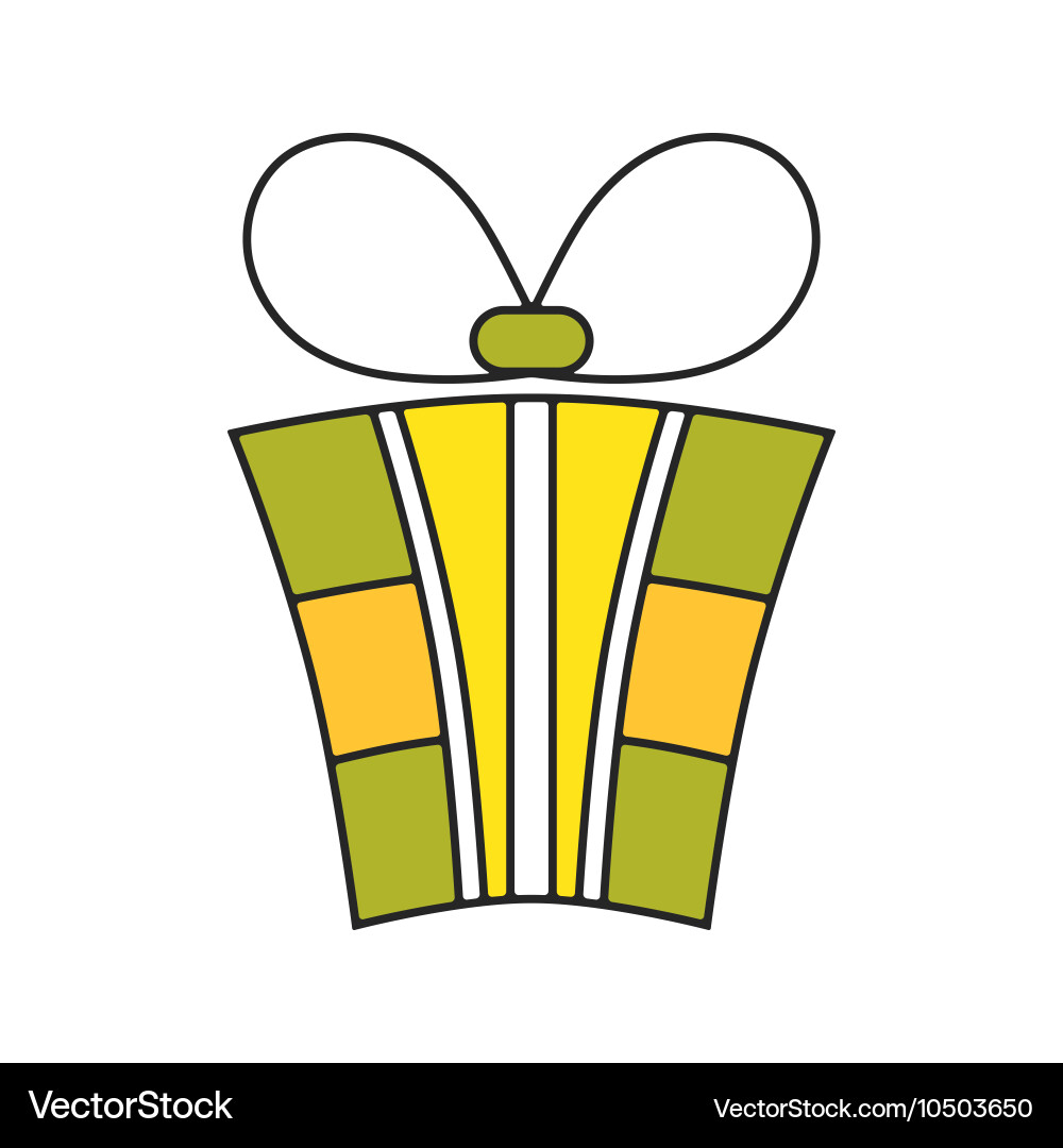 Gift box packing for surprise flat color icon Vector Image