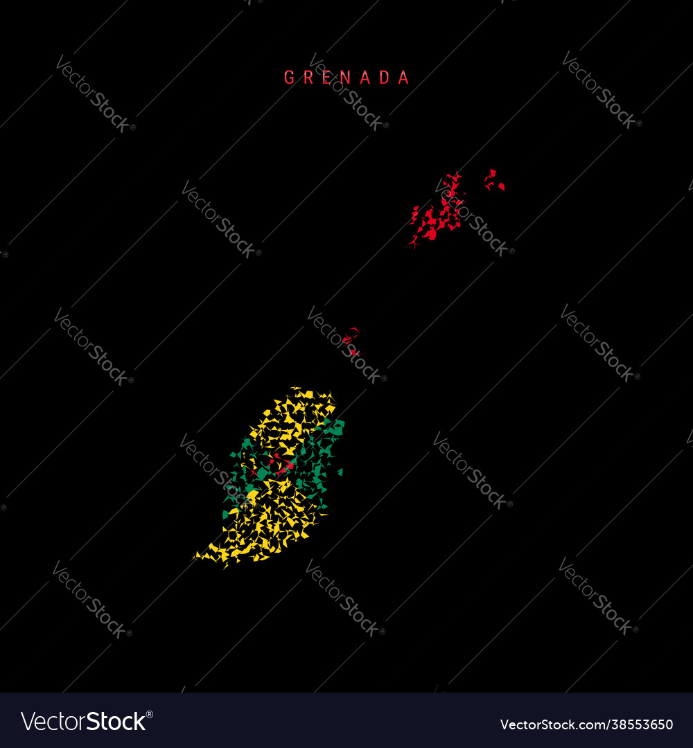 Grenada flag map chaotic particles pattern Vector Image