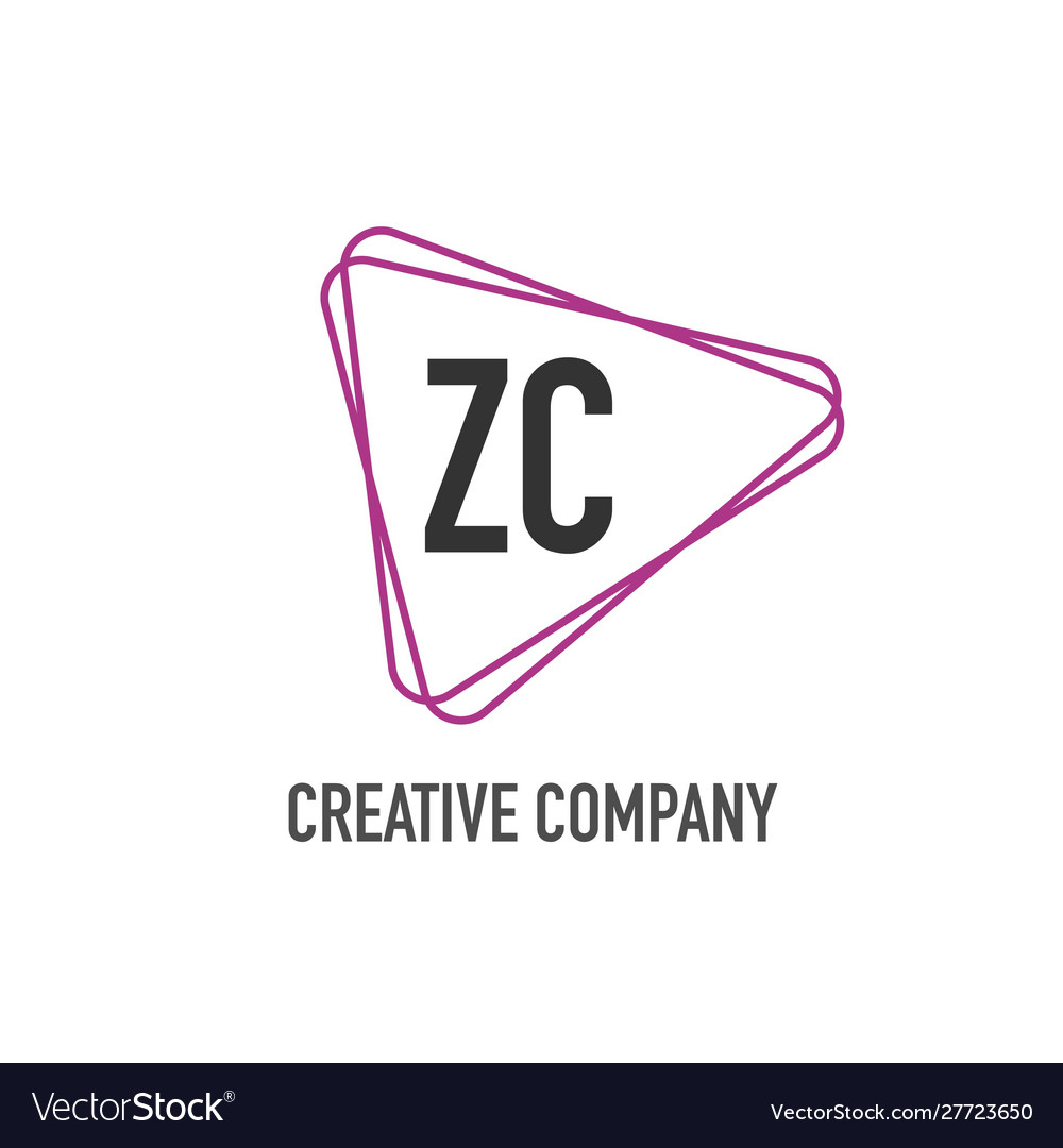 Initial letter zc triangle design logo concept Vector Image