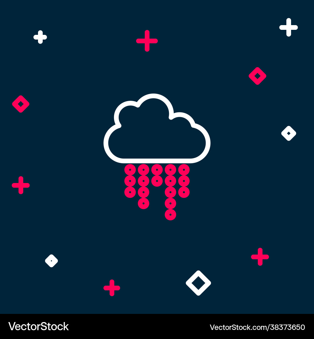 Line cloud with rain icon isolated on blue Vector Image