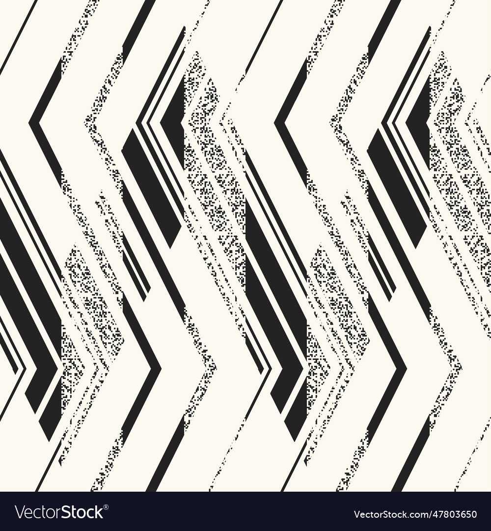 Monochrome Glitch Effect Textured Zigzag Pattern Vector Image