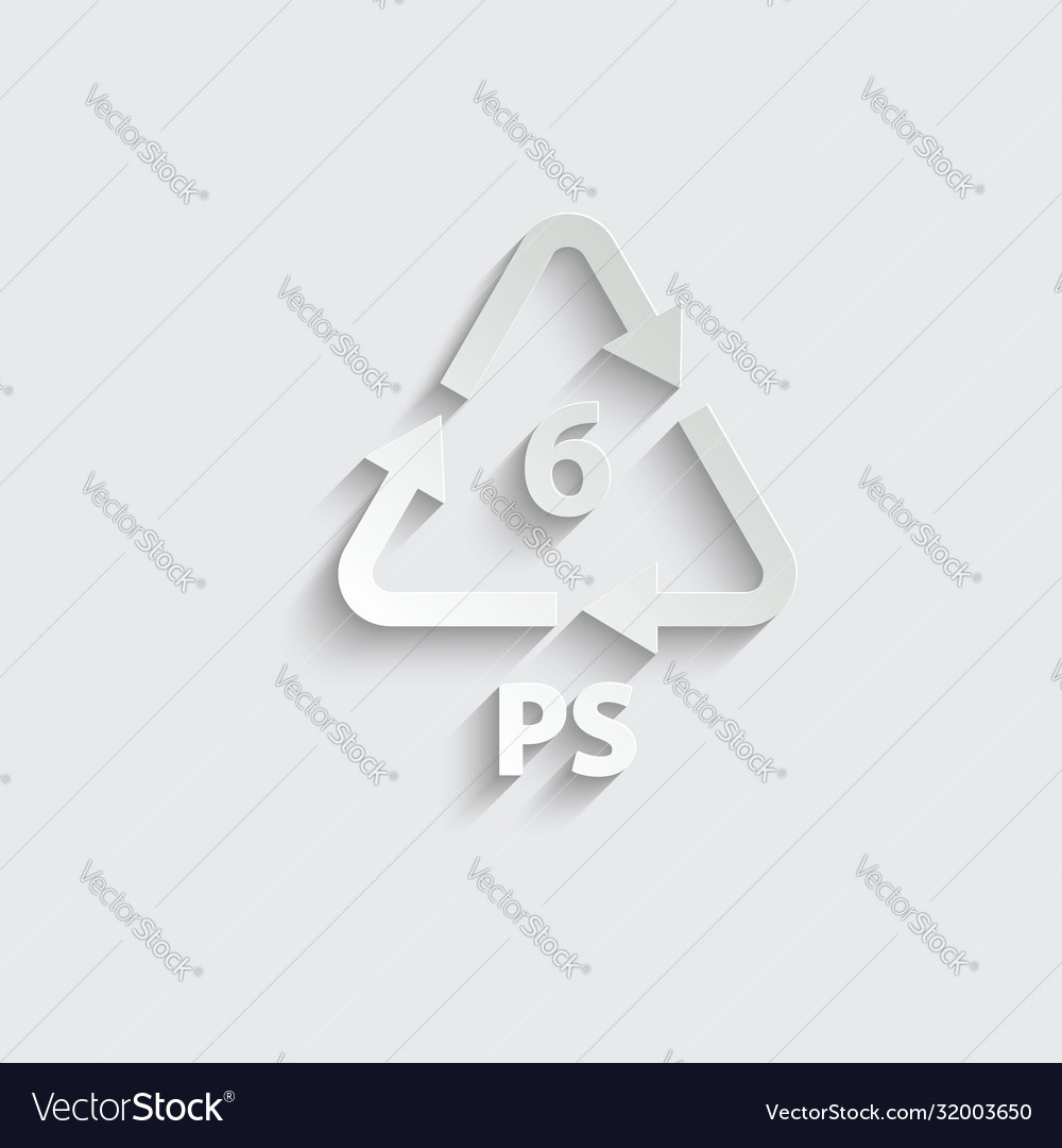 Plastic recycling symbol ps 6 code Royalty Free Vector Image