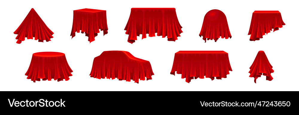 Red silk cloth or smooth fabric covering different