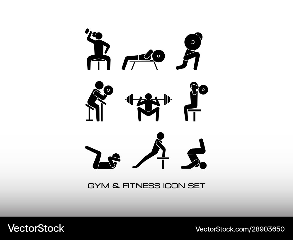 Set workout or exercise bodybuilding in gym Vector Image