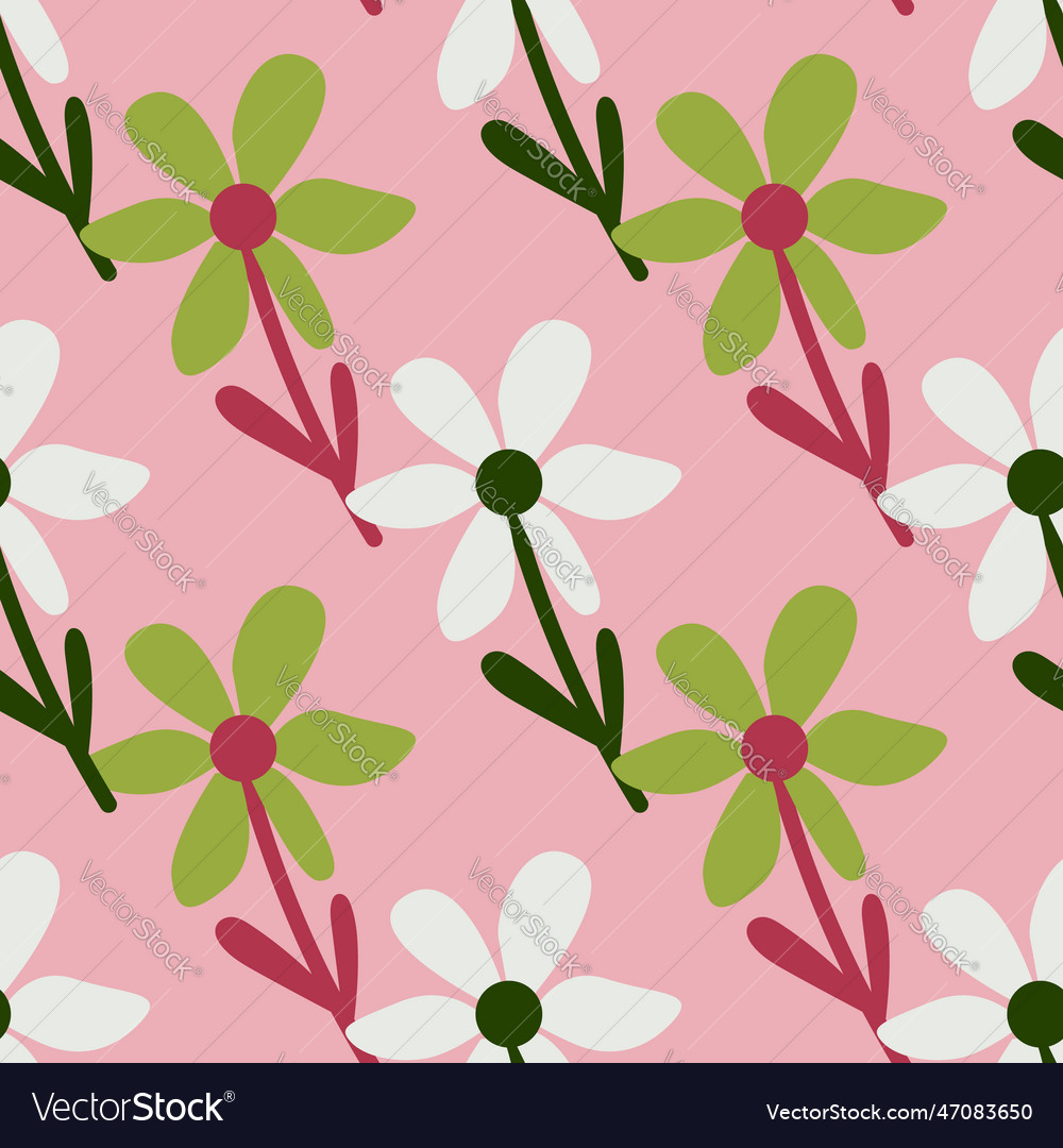 Stylized tropical simple flower seamless pattern Vector Image