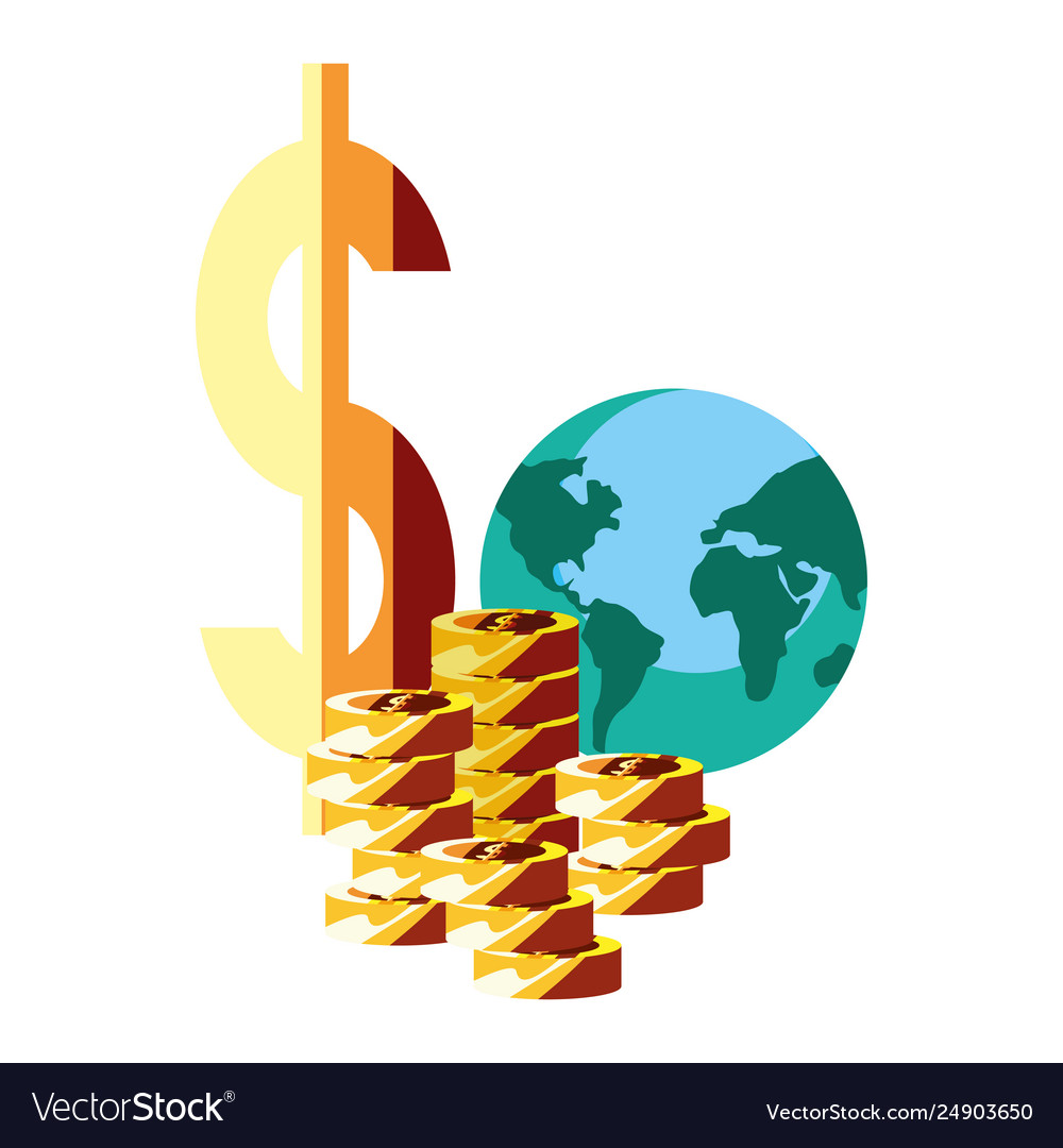 World coins money business Royalty Free Vector Image