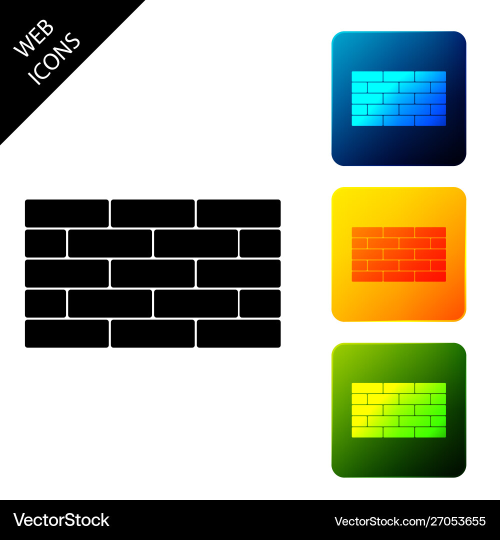 Bricks icon isolated set icons colorful square Vector Image