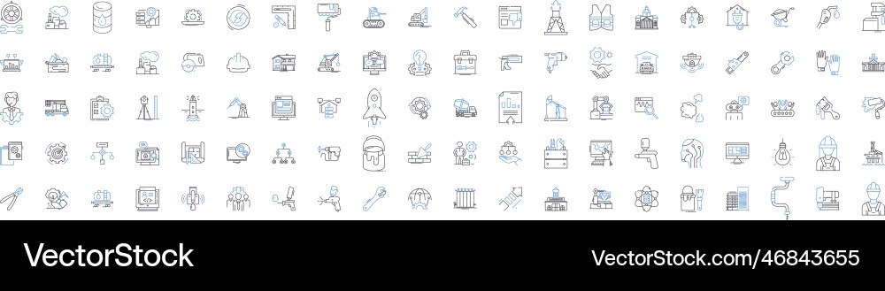 Building trade line icons collection construction Vector Image