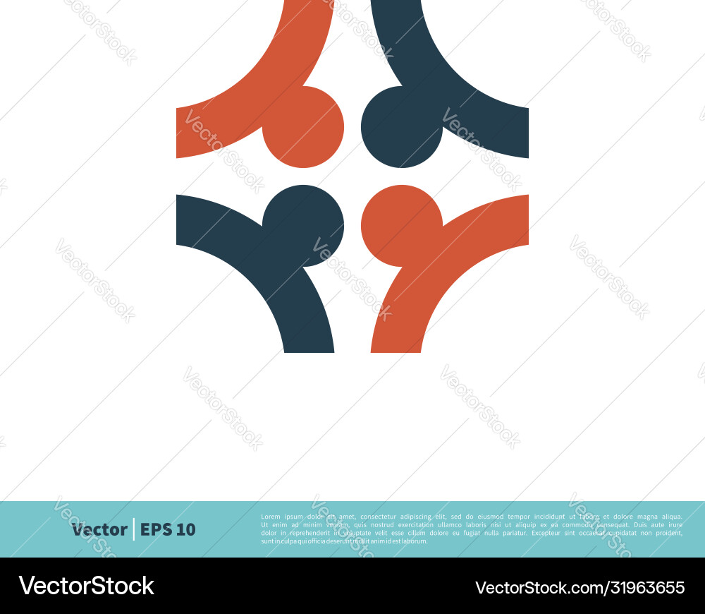 Colorful teamwork union community icon logo Vector Image