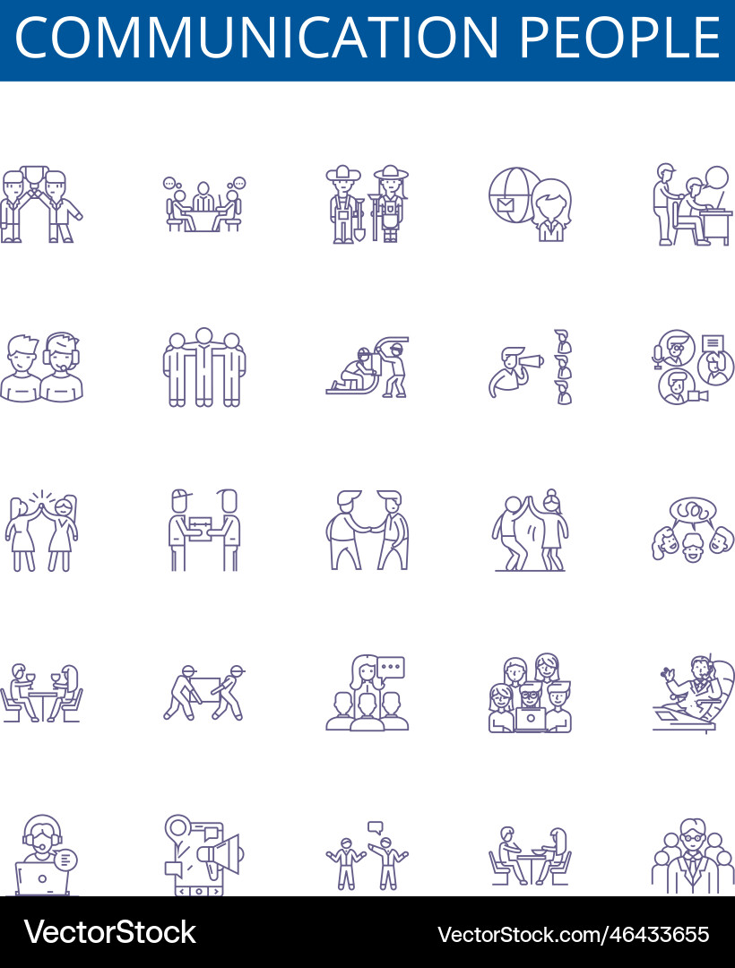 Communication people line icons signs set design Vector Image