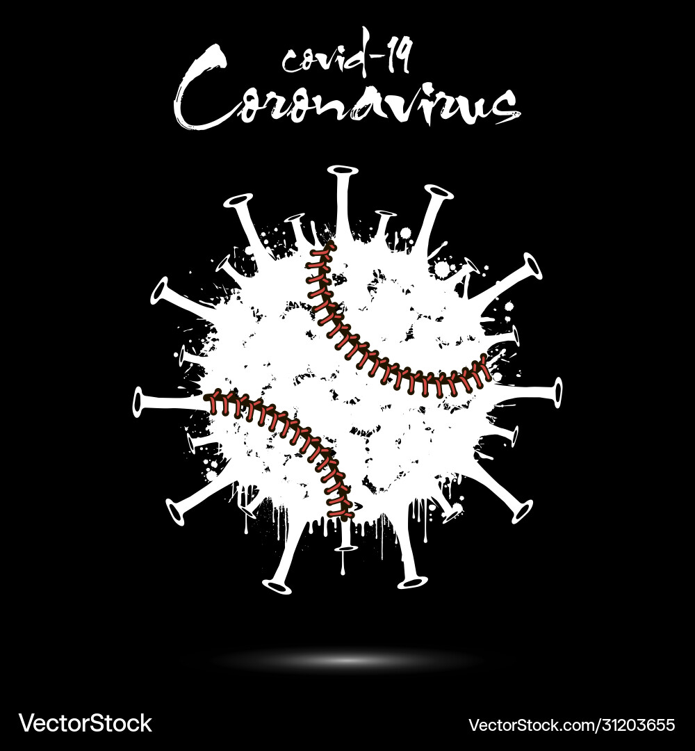 Coronavirus sign with baseball ball Royalty Free Vector