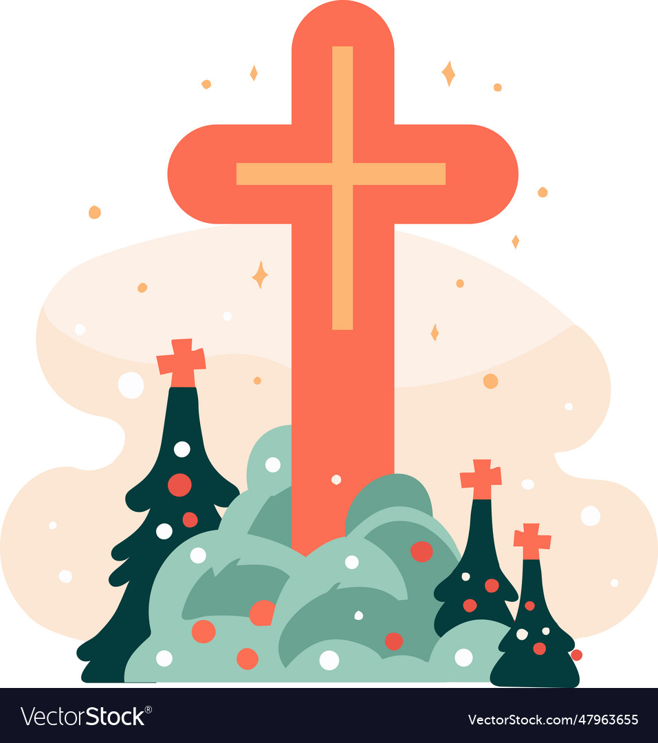 Hand drawn christmas cross in flat style Vector Image