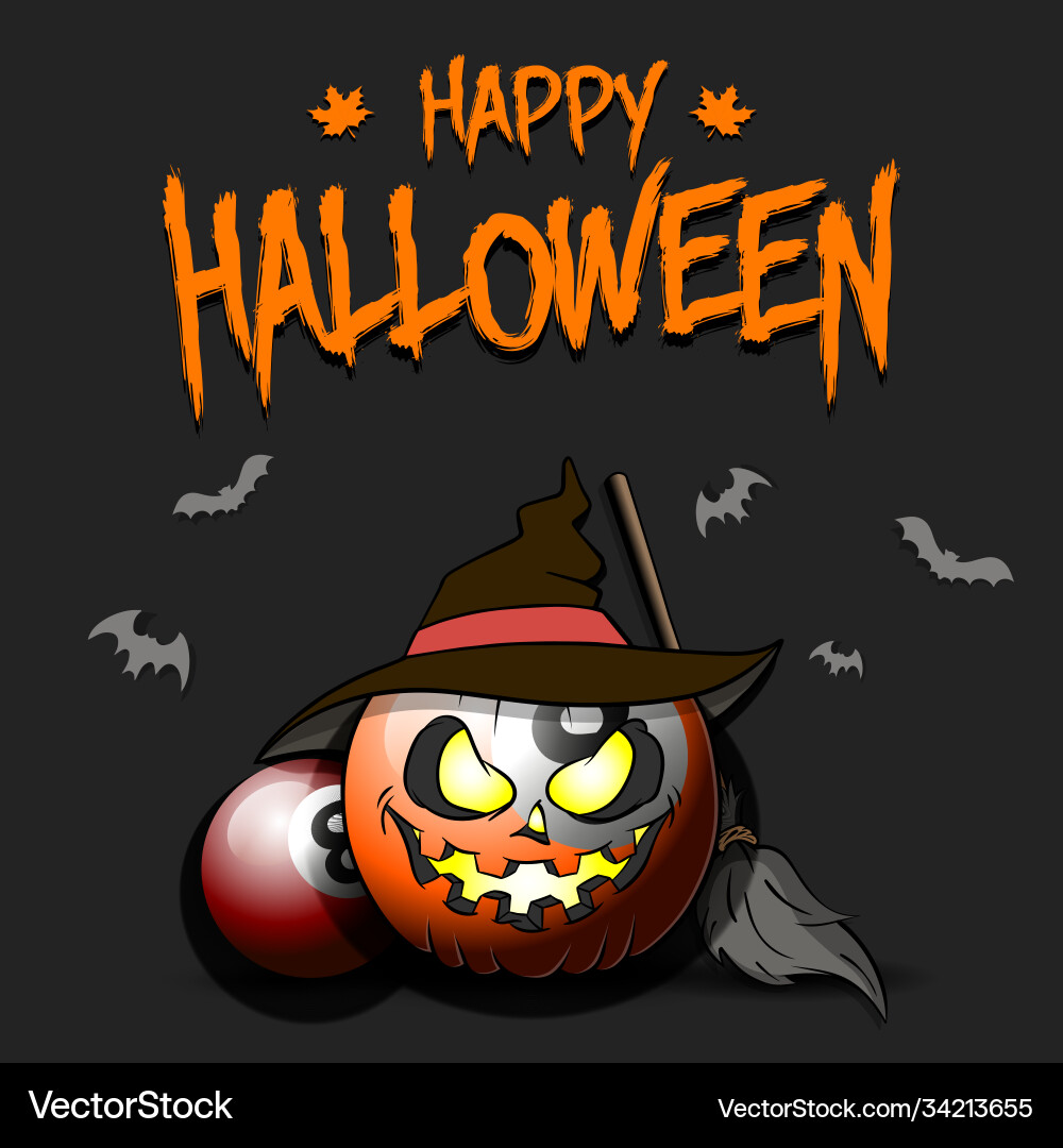 Happy halloween billiard ball pumpkin Royalty Free Vector