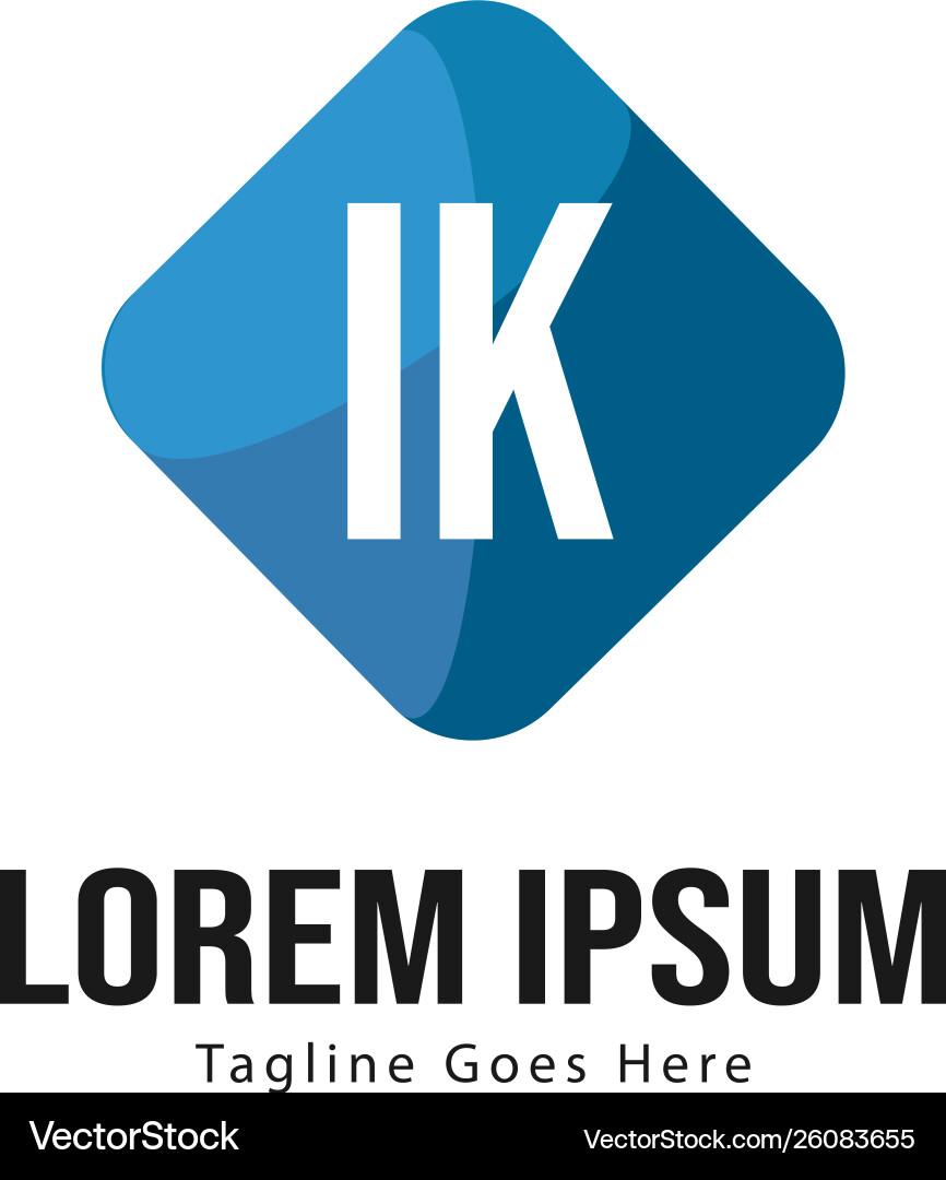 Initial ik logo template with modern frame Vector Image