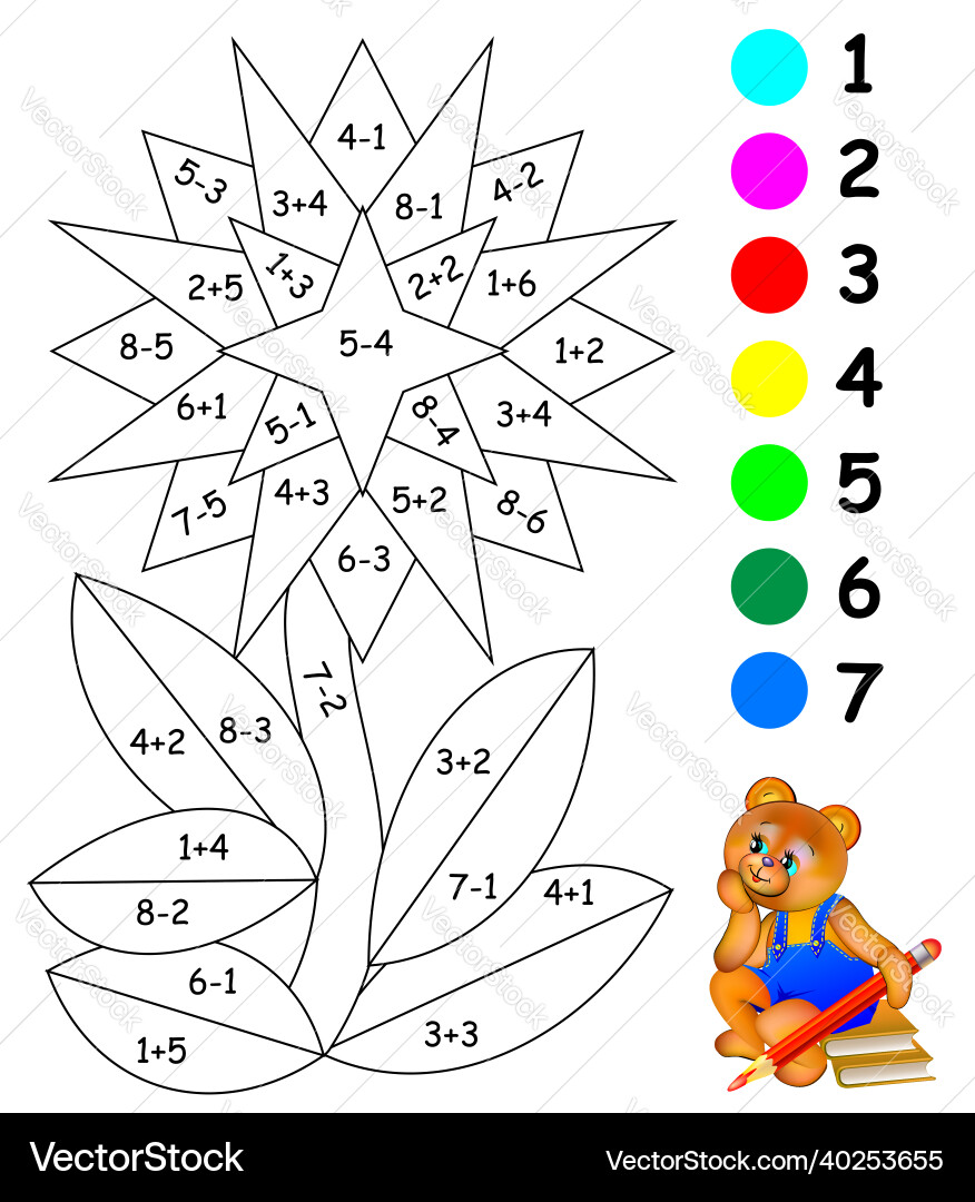Mathematical exercises for children on addition Vector Image