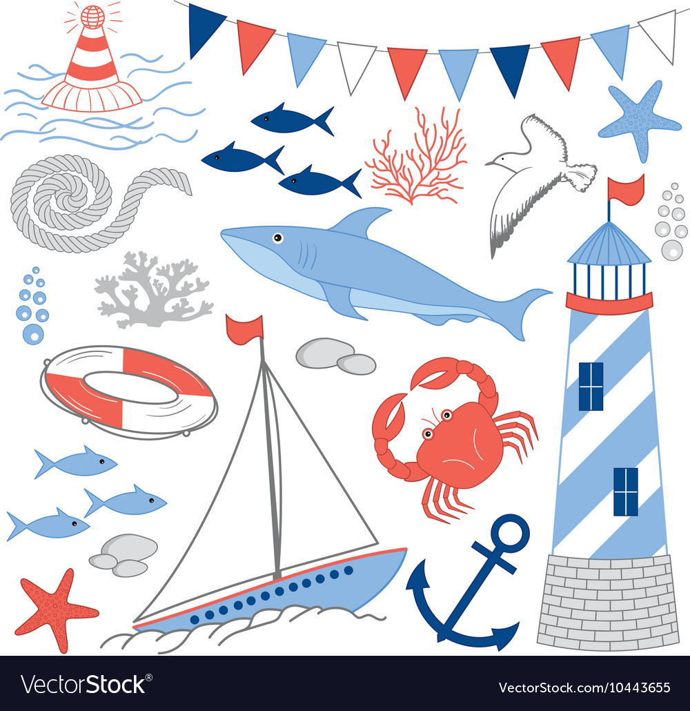 Nautical Set Royalty Free Vector Image - VectorStock Nautical Set Royalty Free Vector Image - VectorStock