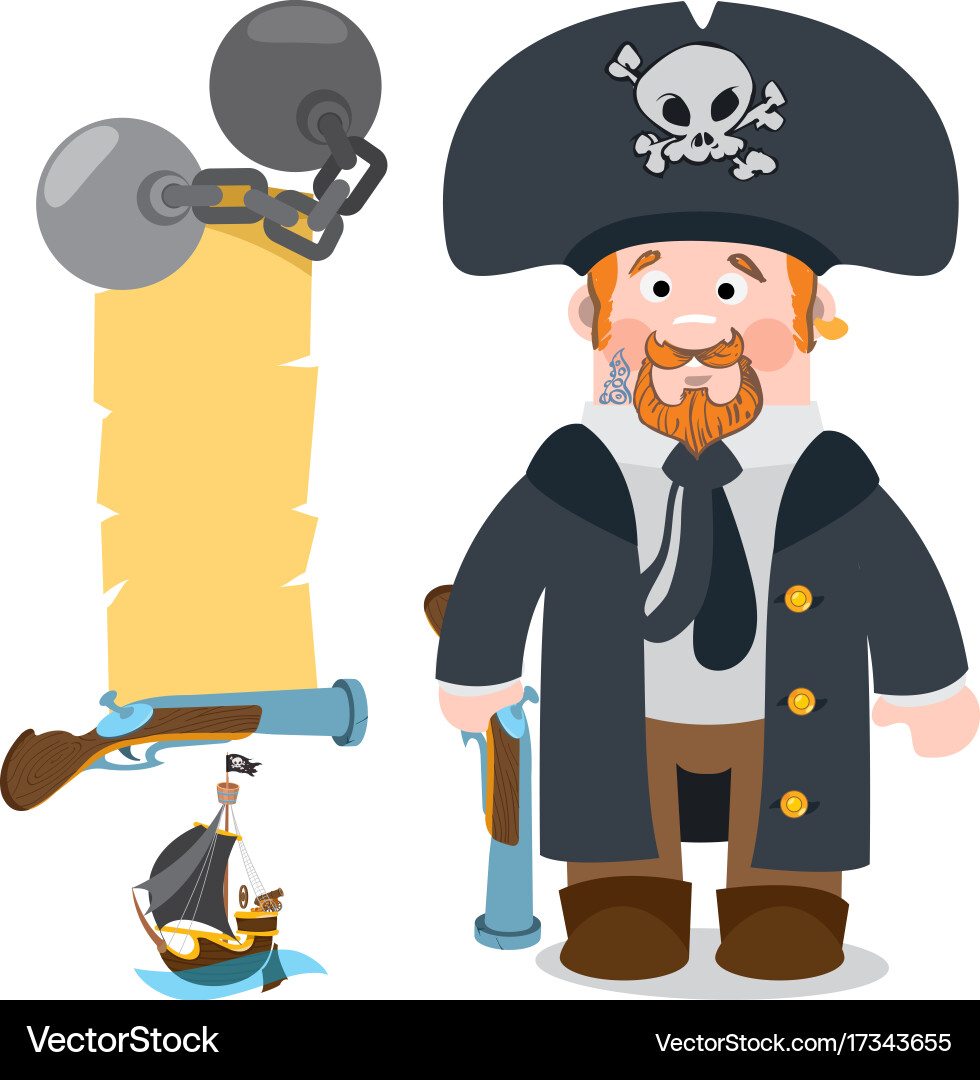 Pirate captain banner from an old parchment Vector Image