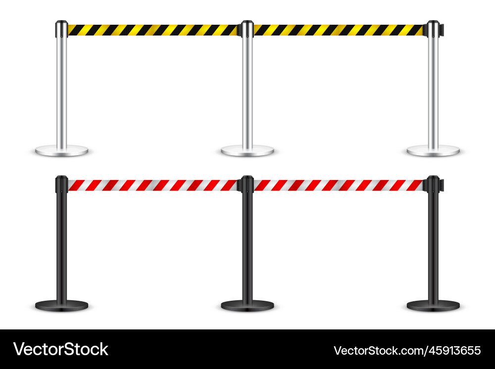 Realistic yellow and red retractable belt Vector Image