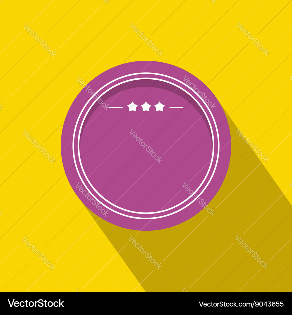 Round badge with three stars icon flat style Vector Image