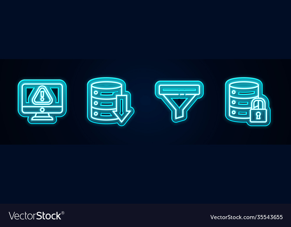 Set line monitor with exclamation mark server Vector Image