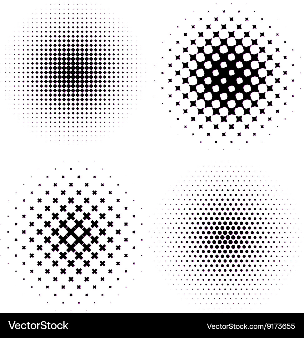 Set of four abstract halftone backgrounds Vector Image
