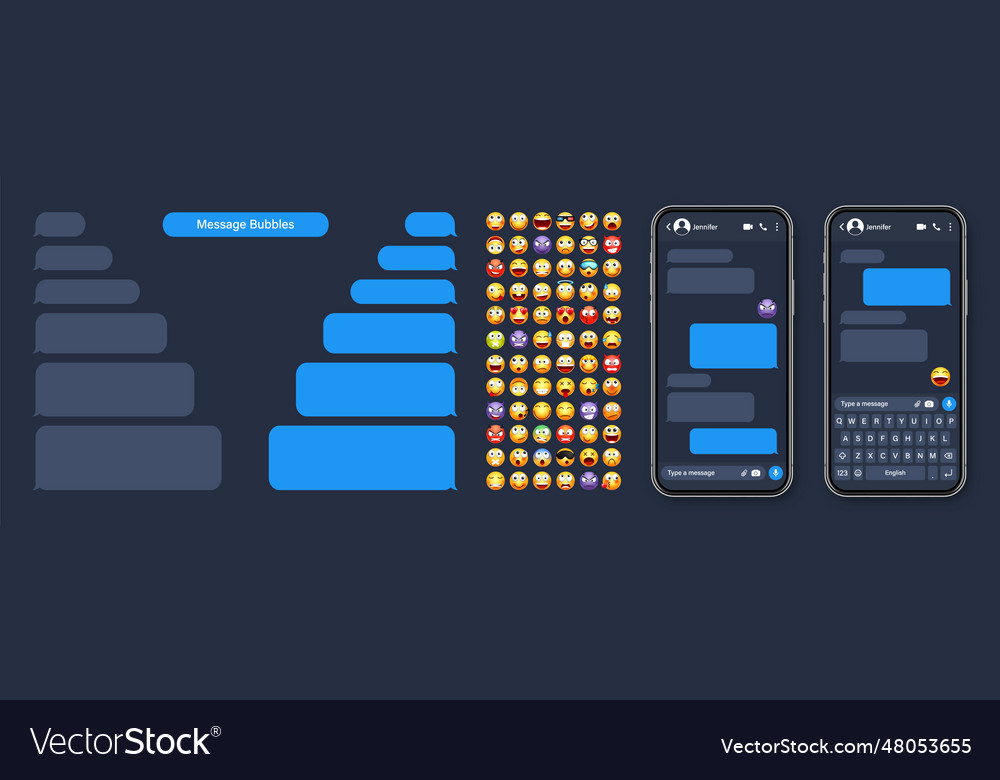 Smartphone messaging app user interface Royalty Free Vector