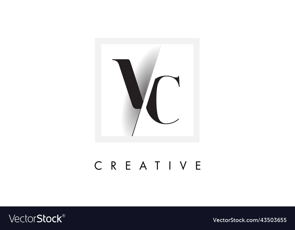 Vc serif letter logo design with creative Vector Image