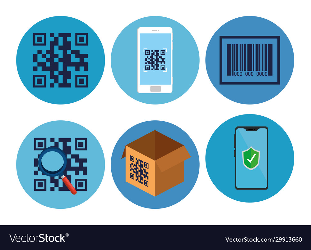 Bundle scan code qr set icons Royalty Free Vector Image