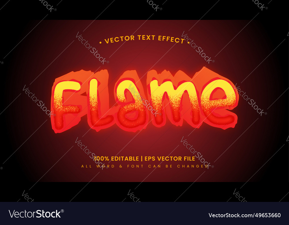Flame 3d text style effect editable Royalty Free Vector