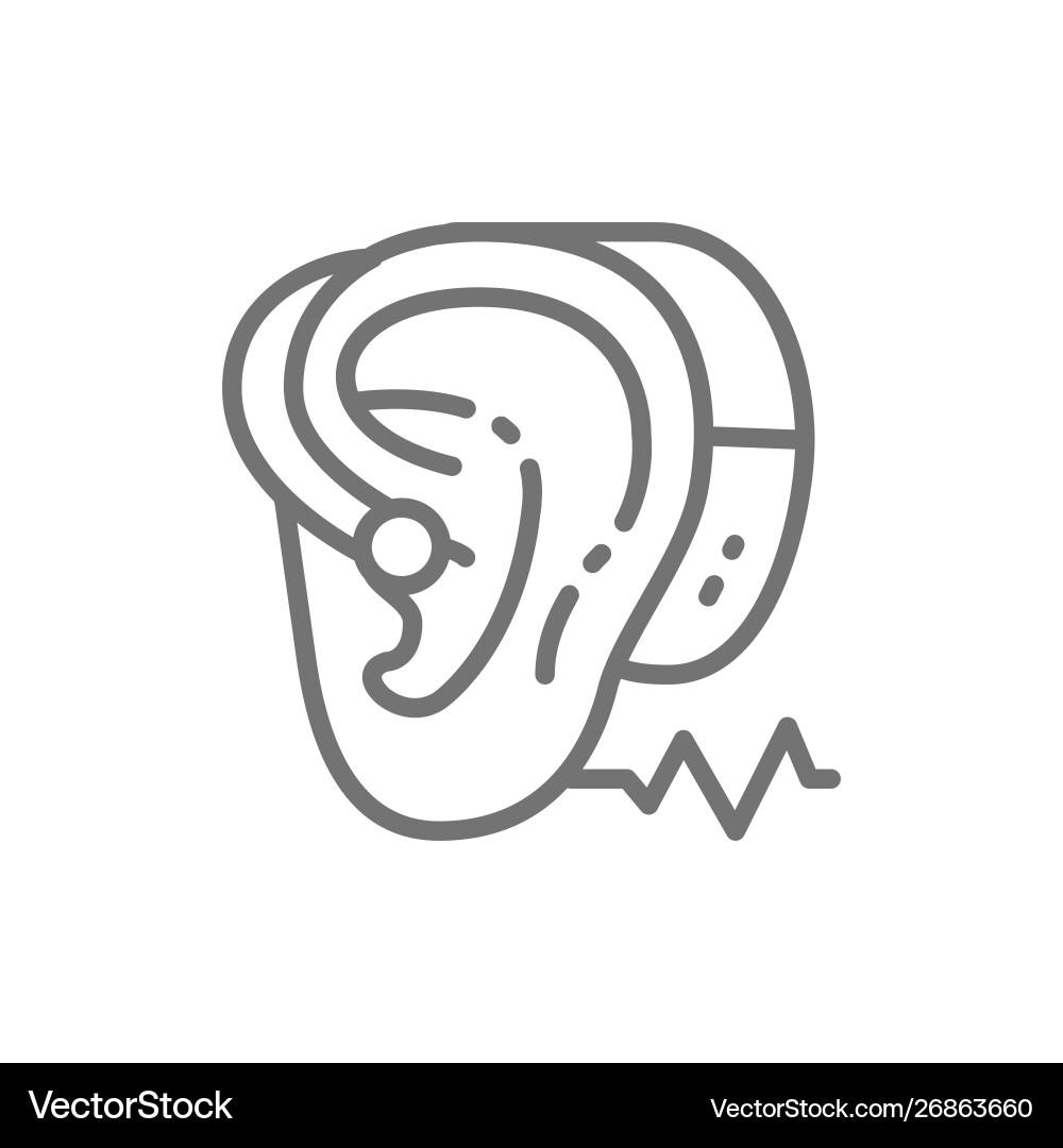 Hearing aid line icon isolated on white Royalty Free Vector