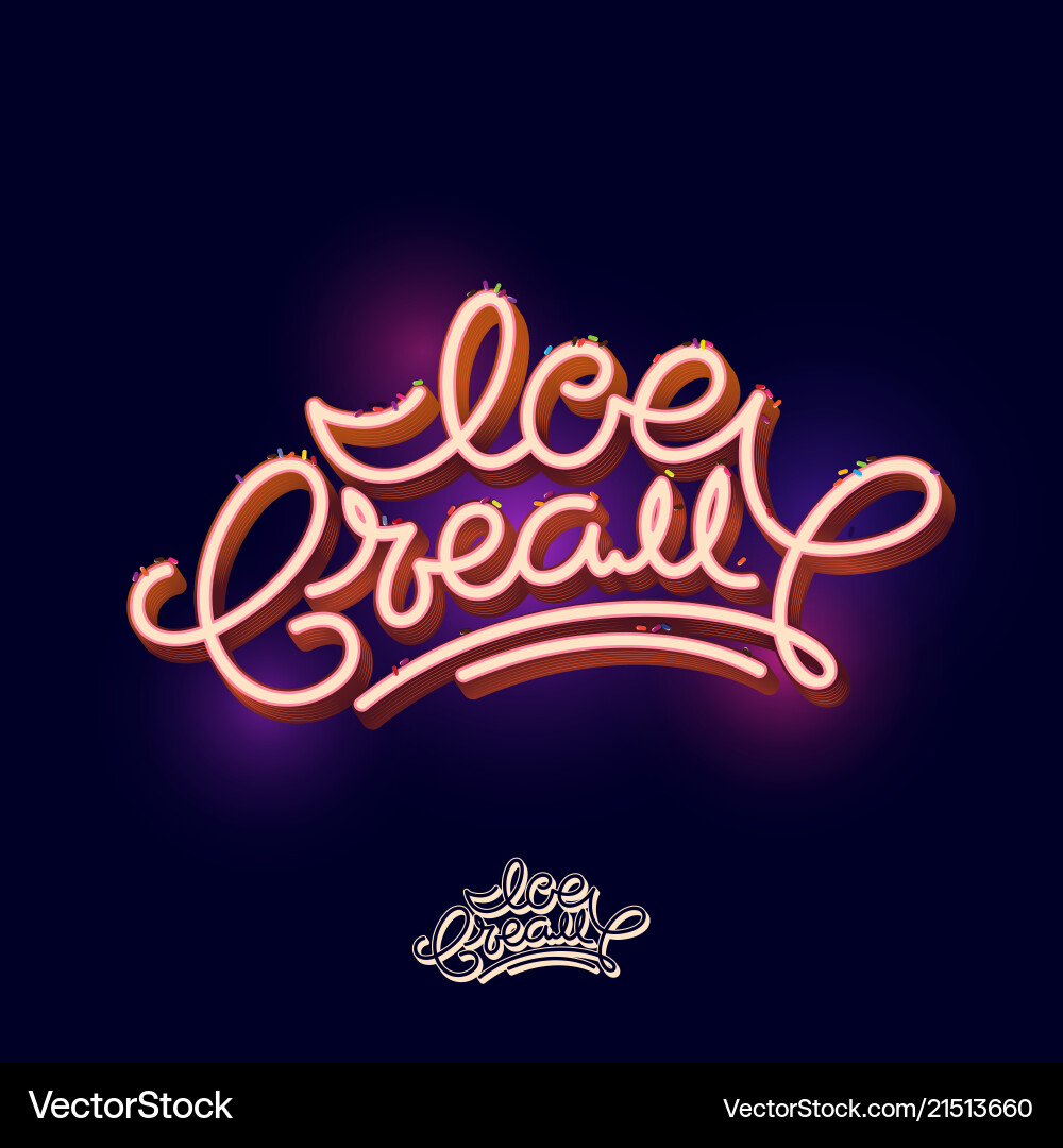Ice cream lettering candy volumetric typography Vector Image