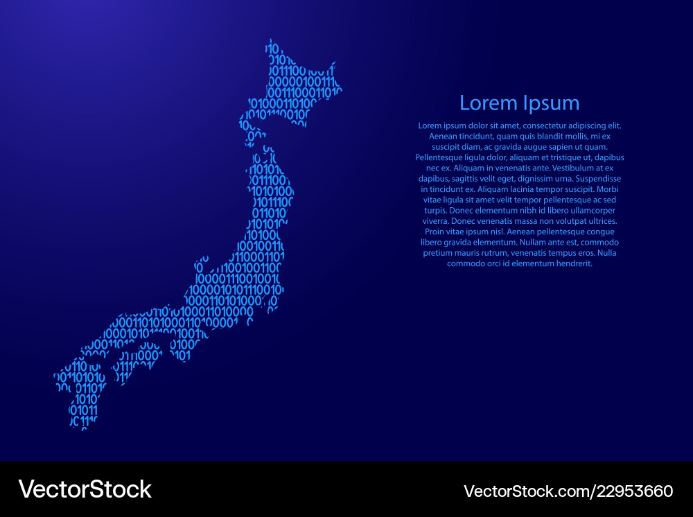 Japan map abstract schematic from blue ones Vector Image
